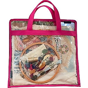 Yazzii Quilt Block Carry Case - Portable Storage Bag Organizer - Multipurpose Storage Organizer for Quilting, Patchwork, Embroidery, Needlework, Papercraft & Beading - Fuchsia Pink