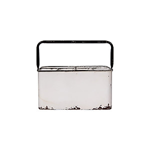 Creative Co-Op Farmhouse Metal Storage Caddy with 6 Compartments and Handle, Distressed White and Black