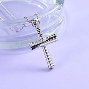 Yinplsmemory Cross Urn Necklace for Ashes Baseball with Bat Religious Urn Keepsake Necklace Stainless Steel Bat Cross Urn Locket for Ashes Holder (PH 4:13)