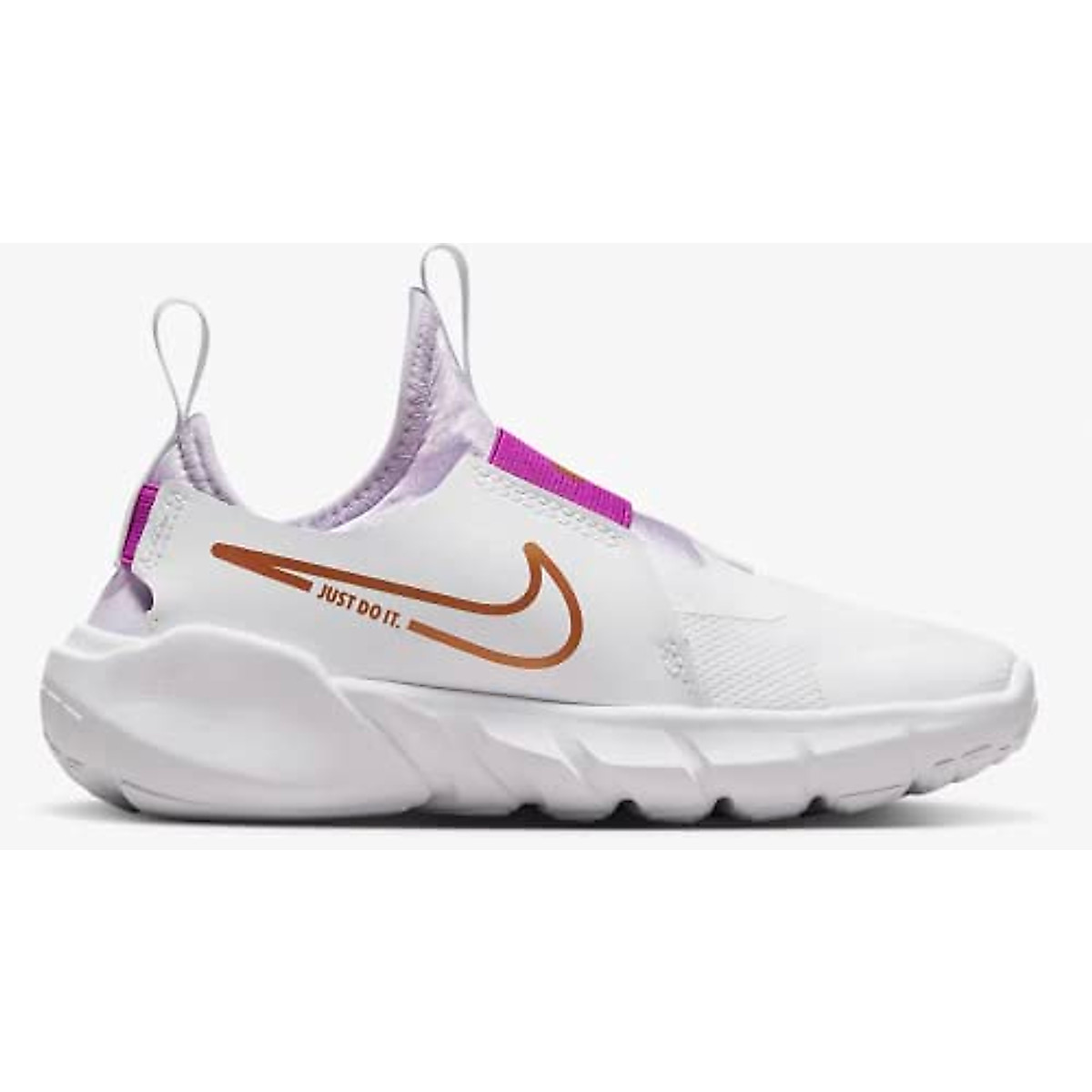 Nike Unisex-Child Flex Runner 2 Running Shoes, White/Metallic Copper, 7 Big Kid