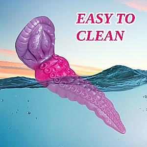 9 Inch Large Realistic Tongue Dildo from Dragon Monster Dildo Soft Silicone Big Anal Dildo with Textured Octopus Tentacles Suction Cup for Women Adult Sexy Sex Toy Anal Plug for Vaginal G-spot（Rose）