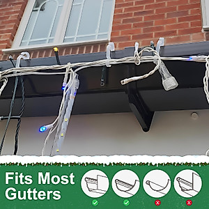 Coideal Christmas Light Clips Outdoor - 200 Pcs White Plastic Gutter Hooks Xmas Light Hangers