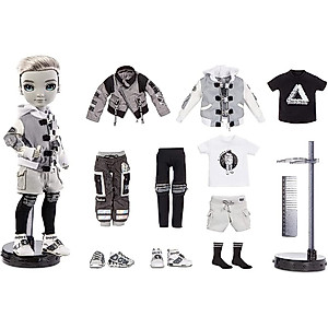 Rainbow High Shadow Series 1 Ash Silverstone- Greyscale Boy Fashion Doll. 2 Silver Designer Outfits to Mix & Match with Accessories, Great Gift, Multicolor, 583578EUC