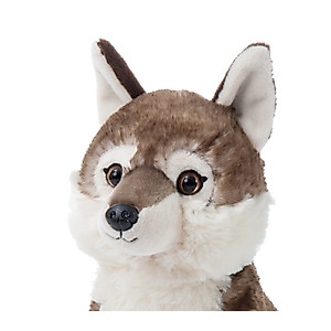 The Petting Zoo Timber Wolf Stuffed Animal, Gifts for Kids, Wild Onez Zoo Animals, Timber Wolf Plush Toy Sitting 12 inches