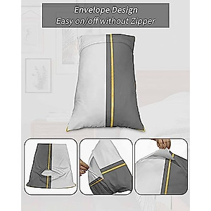 Edwiinsa Grey White Pillow Covers Standard Size Set of 2 20x26 Bed Pillow, Luxury Yellow Lace Modern Abstract Art Aesthetics Plush Soft Comfort for Hair/Skin Cooling Pillowcases with Envelop Closure