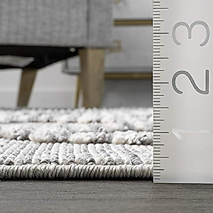 nuLOOM Skylar Textured Trellis Tasseled Runner Rug, 2' x 6', Beige