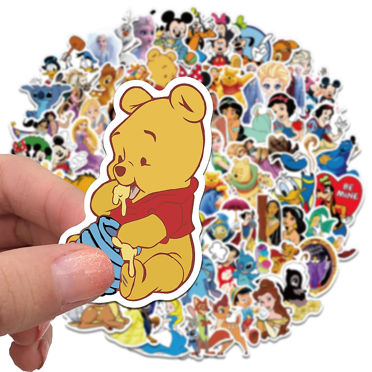 100Pcs Disney Princess Character Themed Waterproof Stickers for Gifts Water Bottles Cup Laptop Phone Guitar Car Motorcycle Bike Skateboard Luggage Box, etc