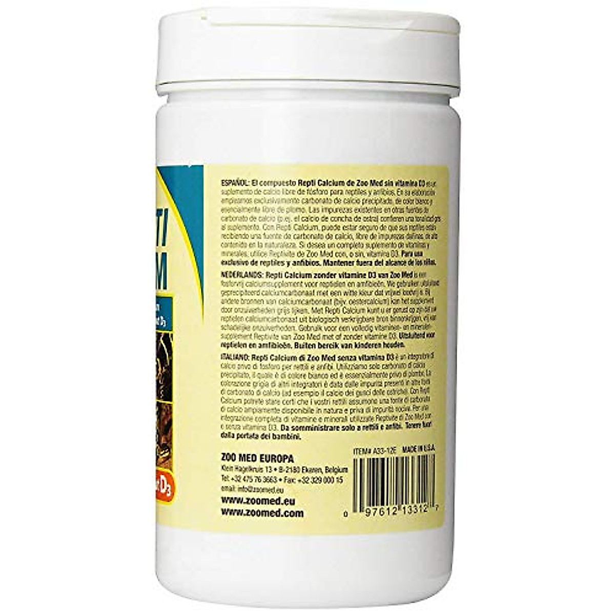 Zoo Med Repti Calcium Ultra Fine Precipitated Calcium Carbonate Reptile Supplement without Vitamin D3, 12-Ounce