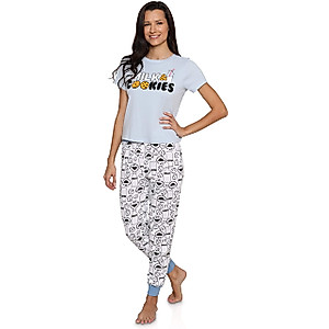 Prestigez Sesame Street Cookie Monster Women Mommy and Me 2pc Pajama Set, Blue, X-Large