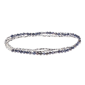 Scout Curated Wears - Women's Delicate Stone Wrap Bracelet & Necklace - Iolite & Sunstone/Silver - Stone of Synergy