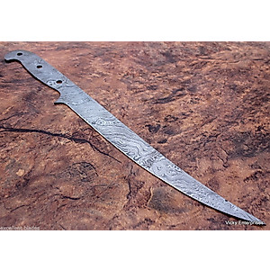 JNR Traders Damascus Steel Fillet Knife Blank Knife Making, 12" Handmade Boning Knife Blank Blade, Diy Professional Kitchen Chef Knife Blade Blank 9003