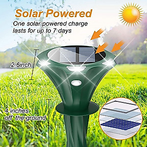 Pack of 4 Solar Mole Repellent Sonic Gopher Repellent Vole Chaser Mole Deterrent Sonic Spikes Rodent Repellent Ultrasonic Pest Control Outdoor Keep Moles Out of Yard Lawn