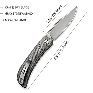 CIVIVI Appalachian Drifter Slip Joint Folding Knife, Non-Locking Pocket Knife with 2.96 inch S35VN Clip Point Blade and Micarta Handle,Good for Camping Hunting EDC C2015C