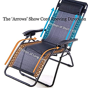 Bealuffe Replacement Cords for Zero Gravity Chair 4 Cords Patio Recliner Repair Laces for Lounge Chair Bungee Chair Antigravity Chair (Coffee)