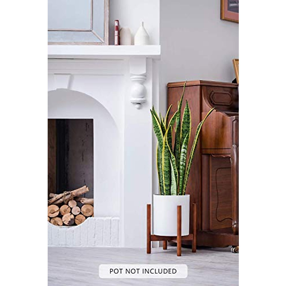 Mkono Plant Stand Mid Century Wood Flower Pot Holder (Plant Pot NOT Included) Modern Potted Stand Indoor Display Rack Rustic Decor, Up to 10 Inch Planter, Brown