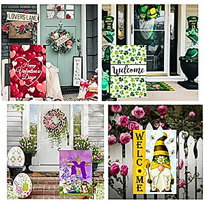 Yileqi Seasonal Garden Flag Set of 12 Double Sided Welcome Spring Easter Garden Flags, Small Yard Flag for Outside Décor 12x18 Inch, with Free Anti-Wind Clip and Stopper