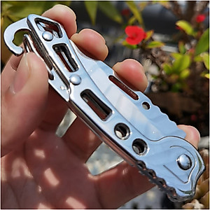 4 Pack Self-Defense Folding Knife With Key Ring Easy To Everyday Carry, Outdoor Survival Stainless Steel Pocket Knife (Silver)