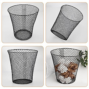 Luxshiny Black Mesh Trash Can - Mesh Office Trash Can Open Metal Wire Wastebaskets Recycling Garbage Container Bin for Office, Home,School