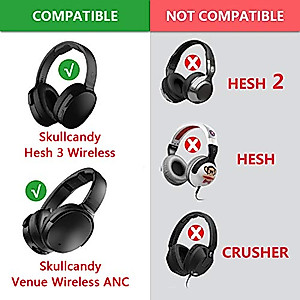 Geekria QuickFit Protein Leather Replacement Ear Pads for Skullcandy Crusher Wireless Crusher Evo Crusher ANC Hesh 3 Headphones Ear Cushions, Headset Earpads, Ear Cups Repair Parts (Green)