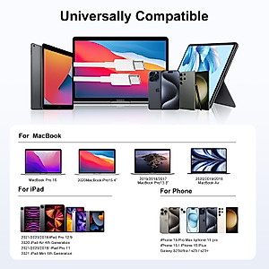 Hzevn Genuine 100w Extra Long USB C to USB C Cable for Apple MacBook Pro/Air Charger,6Ft+10 Ft 20v 5a Supper Fast USB c Charging Cable for iPhone 16/15 Pro Max iPad Pro 12.9 11 inch (MFi Certified)