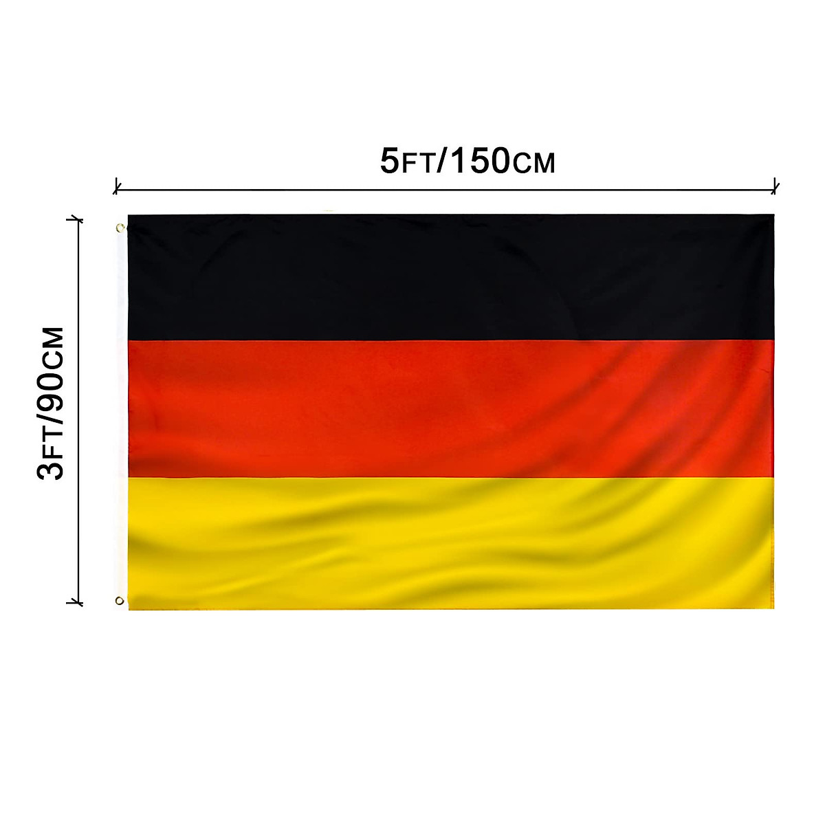 German Flag 3x5 FT Germany FLAG Polyester Deutschland Flagge outdoor indoor Canvas Header and Double Stitched with two Brass Grommets