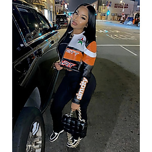 VOIKERDR Leather Jacket Zipper Moto Biker Short Bomber Jacket Women Faux Leather Jacket