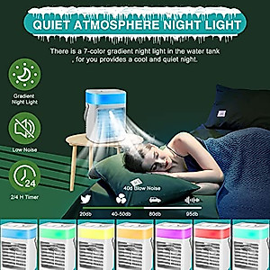 Portable Air Conditioner, Rechargeable Personal Air Cooler, USB Air Conditioner Fan with 3-Speed, Cordless 3 in 1 Mini Air Conditioner Desk Spray Fan, Quiet Aroma Diffuser Fan with Handle for Home/Camping/Desk