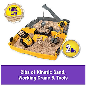 Kinetic Sand, Construction Site Folding Sandbox with Toy Truck and 2lbs of Play Sand, Sensory Toys for Kids Ages 3 and up