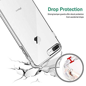 TENOC Phone Case Compatible for iPhone 8 Plus and iPhone 7 Plus, Clear Cases Cute Slim Transparent Soft TPU Cover Full Protective Bumper 5.5 Inch