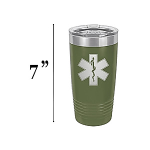Rogue River Tactical EMT EMS Star of Life 20 Oz. Travel Tumbler Mug Cup w/Lid Paramedic (Green)