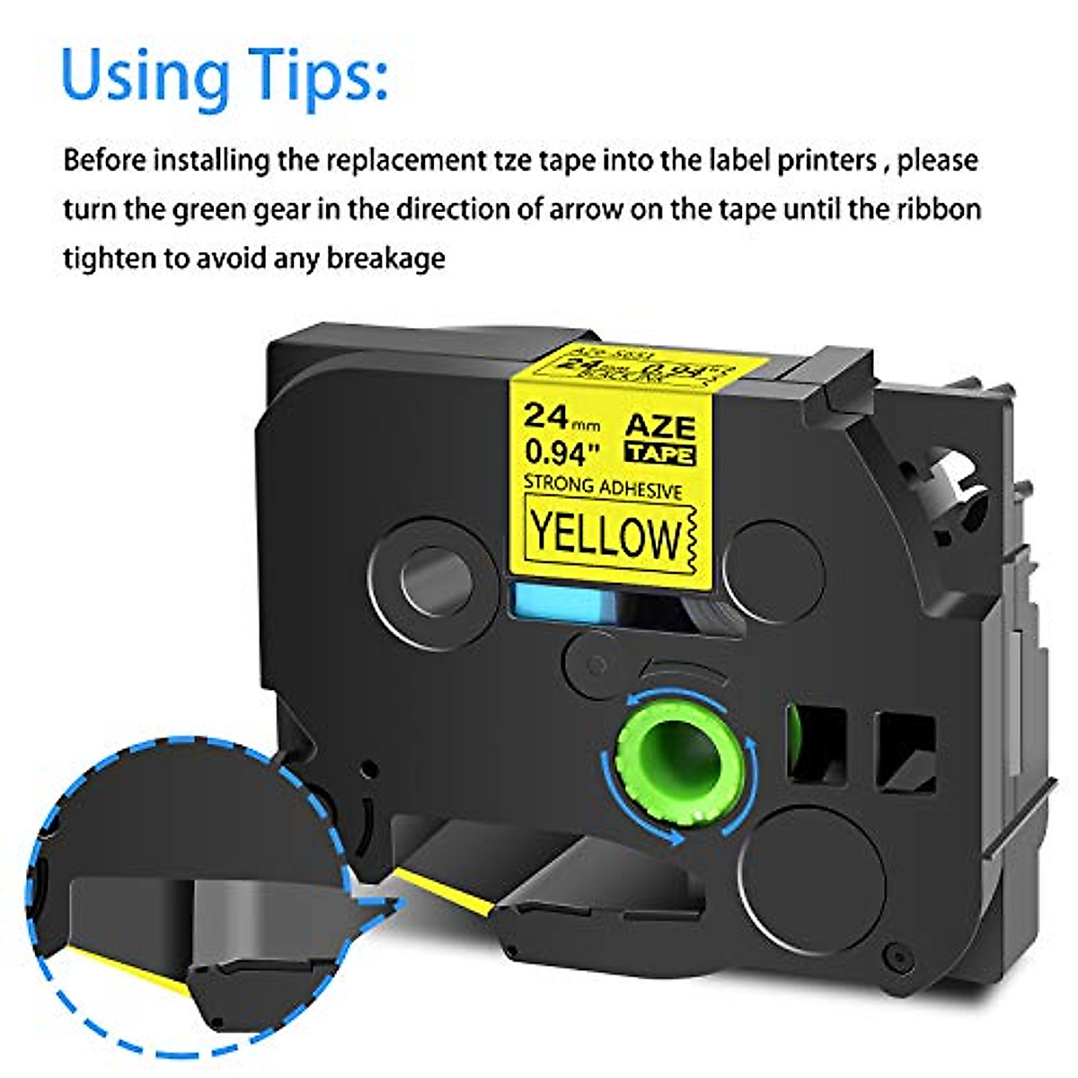 Cruxer Compatible for Brother TZES651 24mm 1" Extra-Strength Adhesive Label Tape Black on Yellow for PTD600 D600VP PTP700 P750W P900W P950NW PTP710BT PT-9600 PT-H500LI Label Makers, 10-Pack