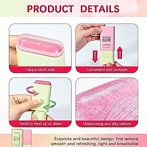 Multi-Use Cream Blush Stick, Blush Cheek Stick Tinted Moisture Stick Solid Moisturizer Stick, Waterproof Blusher and Shadow Lips for Cheek Makeup (shy pink, 1pcs)