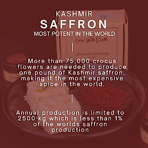 CWE Pure Organic Kashmir Saffron threads/Kesar 1g | From the finest farmlands of Pampore, J&K, India | Tested and certified as Grade A