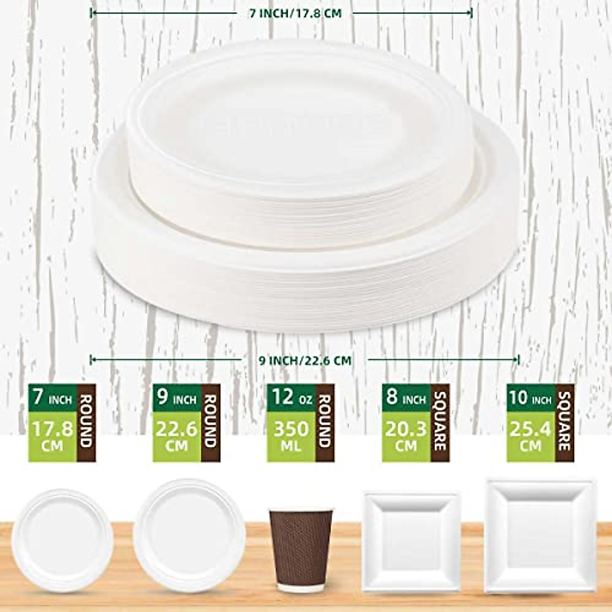 HOMURG Party Paper Plates and Napkins & Cups & Cutlery Set, 240 PCS Compostable Dessert & Dinner Plate + Napkin + Cup + Flatware, Disposable Christmas Birthday Plates and Napkins for 30 Guests