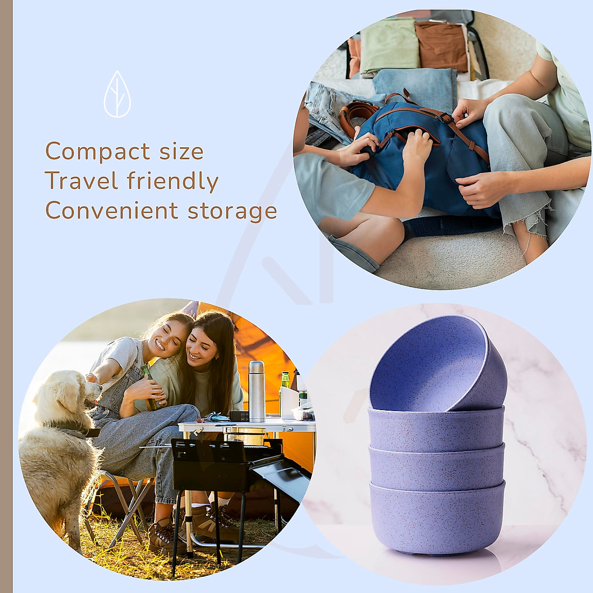 Wheat Straw Bowls Set of 4 Lightweight Reusable Plates - Microwave & Dishwasher Safe - Wheat Straw Dinnerware Sets - Cereal Bowl - Ramen Bowl Set - Soup bowls - Salad Bowl - Fruit Bowl