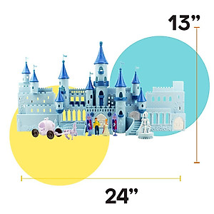 Boley Princess Castle Dollhouse - Small Plastic Doll House Pop-Up Castle Kit with Furniture and Front Lawn Miniatures - 19 Piece Play Set for Girls