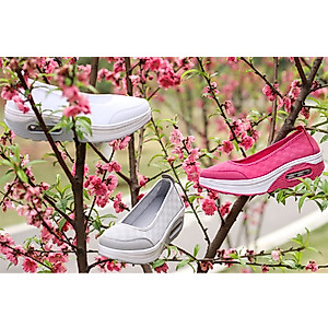 SOLPNOW Women's Breathable Shock Absorbing Wedge Slip On Sneakers,Summer Arch Support Anti-Slip Comfortable Diabetic Shoes (9,Black)