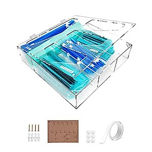 SOUTHGATE Plastic Ziploc Bag Storage Organizer Grocery Bag Holder Acrylic Ziplock Dispenser Baggie Organizer Box for Kitchen Drawer, Suitable for Gallon, Quart, Sandwich & Snack with DIY Sticky Note