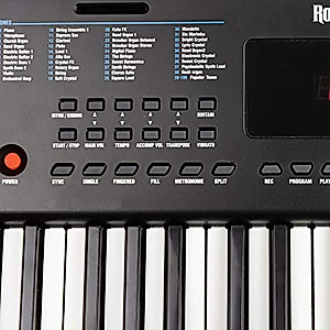 RockJam Compact 61 Key Keyboard with Sheet Music Stand, Power Supply, Piano Note Stickers & Simply Piano Lessons
