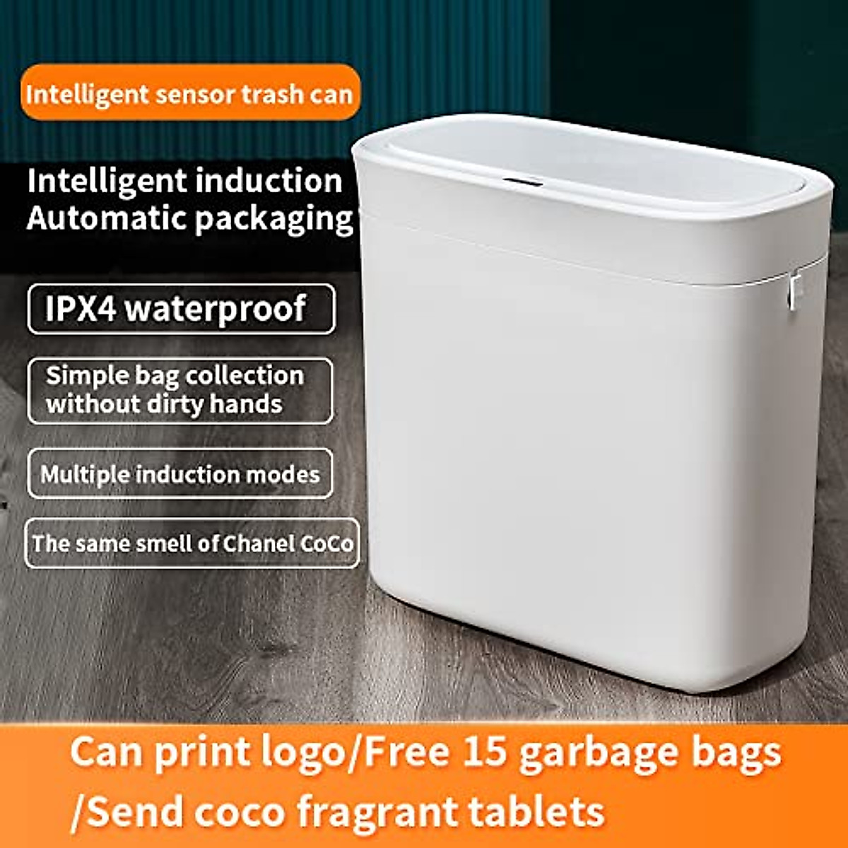 Eyuepu Trash Can 5 Gallon Smart Sensor Garbage 19L Can with Press Top Lid for Bathroom ,Living Room,Office and Kitchen