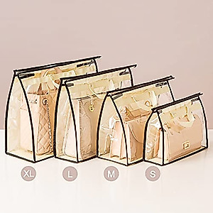 2 PCS Hanging Handbag Storage Organizer Purse Dustproof Storage Bag Transparent Non-woven Storage Bag with Zipper and Handle ( L)