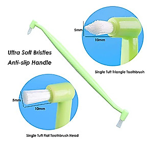 Orthodontic Toothbrush Double-Ended Interspace Brush Tiny Small Soft Trim Head and Flat Head End Tuft Toothbrush for Braces and Teeth Detail Cleaning, 4 Pieces (4 Colors B)
