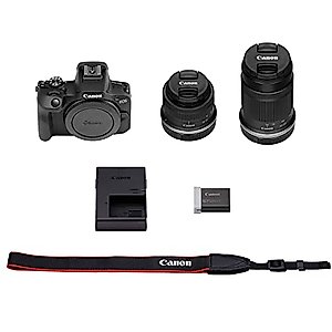 Canon EOS R100 RF-S18-45mm F4.5-6.3 is STM & RF-S55-210mm F5-7.1 is STM Lens Kit, Mirrorless Camera, RF Mount, 24.1 MP, Continuous Shooting, Full HD Video, 4K, Lightweight, Wi-Fi, Content Creation