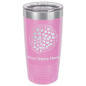 LaserGram 20oz Vacuum Insulated Tumbler Mug, Pizza, Personalized Engraving Included (Light Purple)