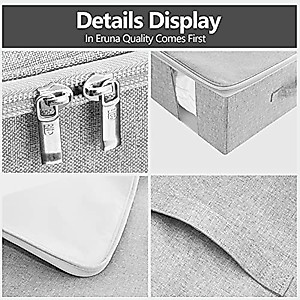 Eruna 2-Pack Collapsible Storage Bins With Zipper, Comforters, Pillows, Blankets, Bedding, Linen, Quilts, Blankets, Duvets, Clothes, Toys, Space Saver; Closet Organizers, Grey (17.55 X 13.65 X 9.75)