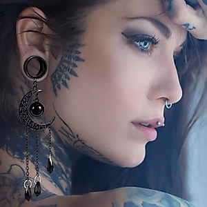 Maxbott 2PCS Stainless Steel Beautiful Flowers Ear Weights hangers for Stretched Ears Gauges Ear Plugs Tunnels Body Piercing Jewelry (6G(4mm), Silver)