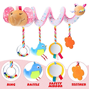 Civaner Newborn Car Seat Toys Stroller Toys for Baby 0-6 Months Infant Activity Spiral Plush Toys Hanging Car Seat Crib Toy for Boy Girls Spiral Hanging Plush Toy Baby Shower Thank You Gift(Delicate)