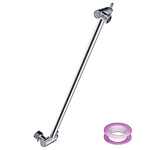 16 Inch Solid Brass Adjustable Shower Head Extension Arm with Lock Joints, Extra Long Shower Extension Arm, Flexible Height & Angle Shower Arm Extender, Universal Connection to all Shower Heads,Chrome