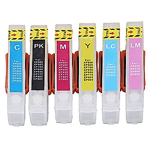 FTVOGUE 6Pcs Ink Cartridge PP Reusable 6Colors Printer Refill Ink Cartridge Replacement (T2431/T2432/T2433/T2434/T2435/T2436)
