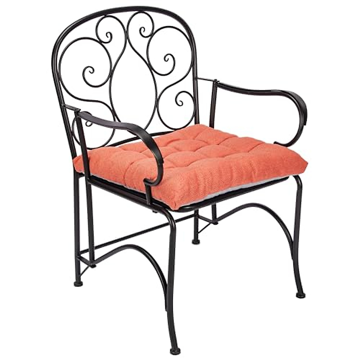 POMIU Outdoor Chair Cushions for Patio and Garden Furniture, Chair Pads Set Premium Comfortable Thick Fiber Fill Tufted Seat Floor Cover (2 Pack, 19" x 19", Orange)